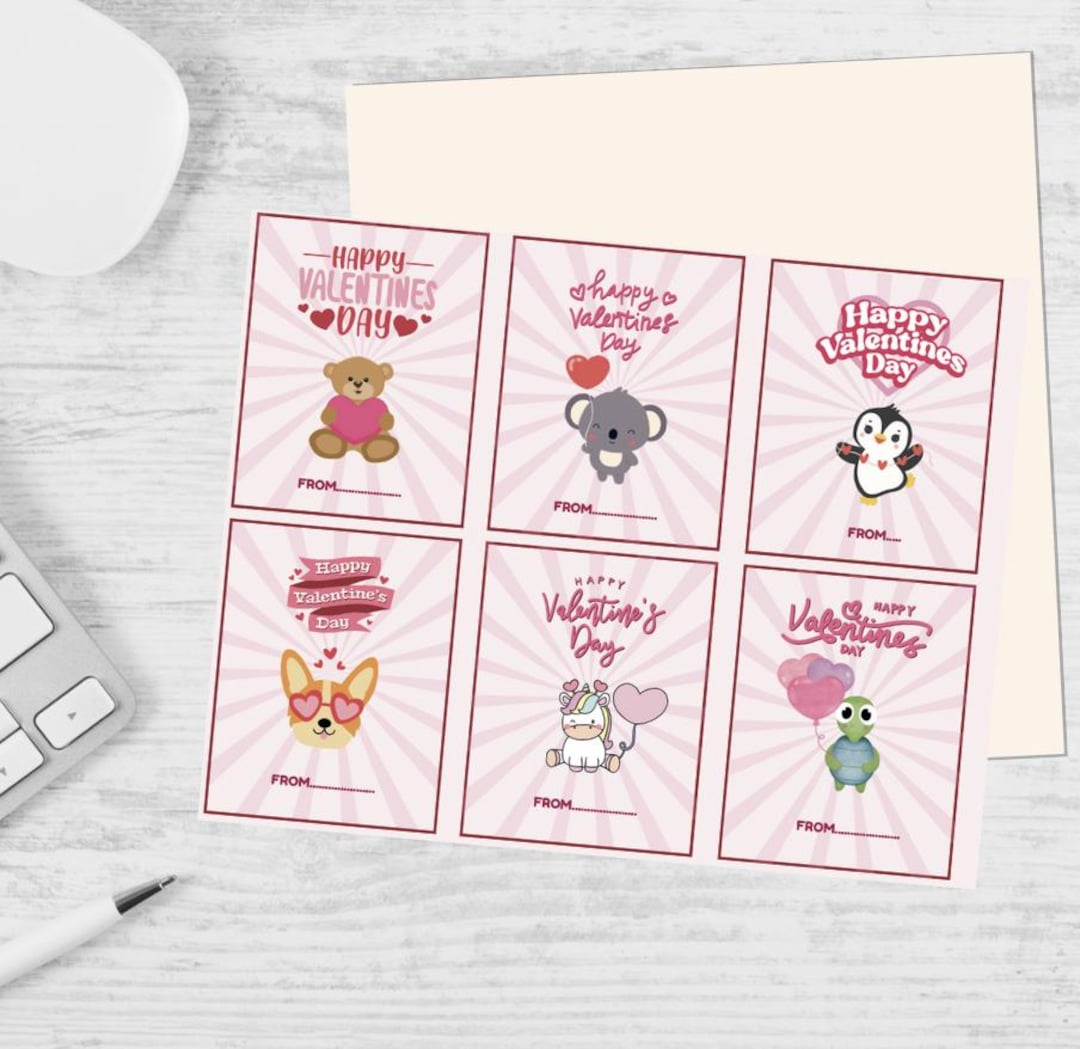 Printable Kids Valentine's Day Cards, Classroom Valentine's Day Cards ...