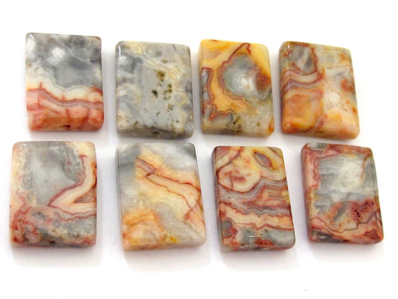 2 BEADS - Natural Crazy Lace Agate Tile Beads - GM264 - Etsy