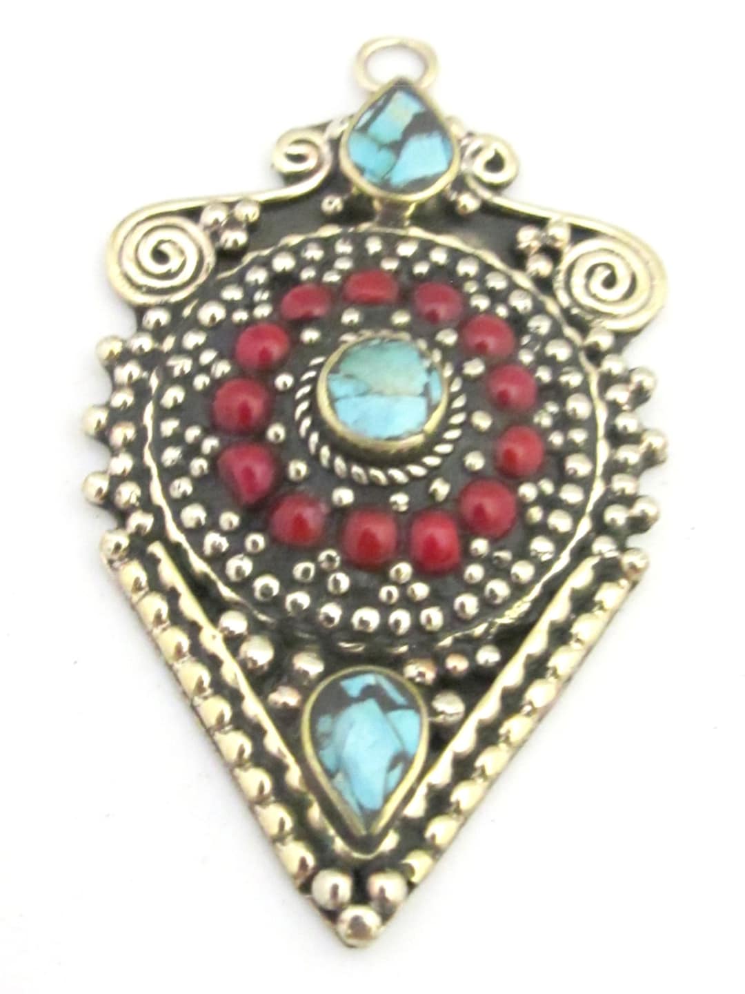 1 Pendant - Ethnic Arrowhead Shape Shield Design Tibetan Silver Charm ...