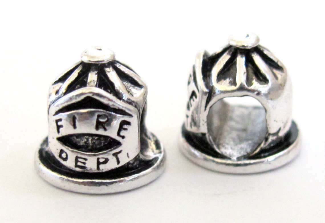 1 BEAD Fire Dept Hat Bead With Large Hole Size CM073 | Etsy