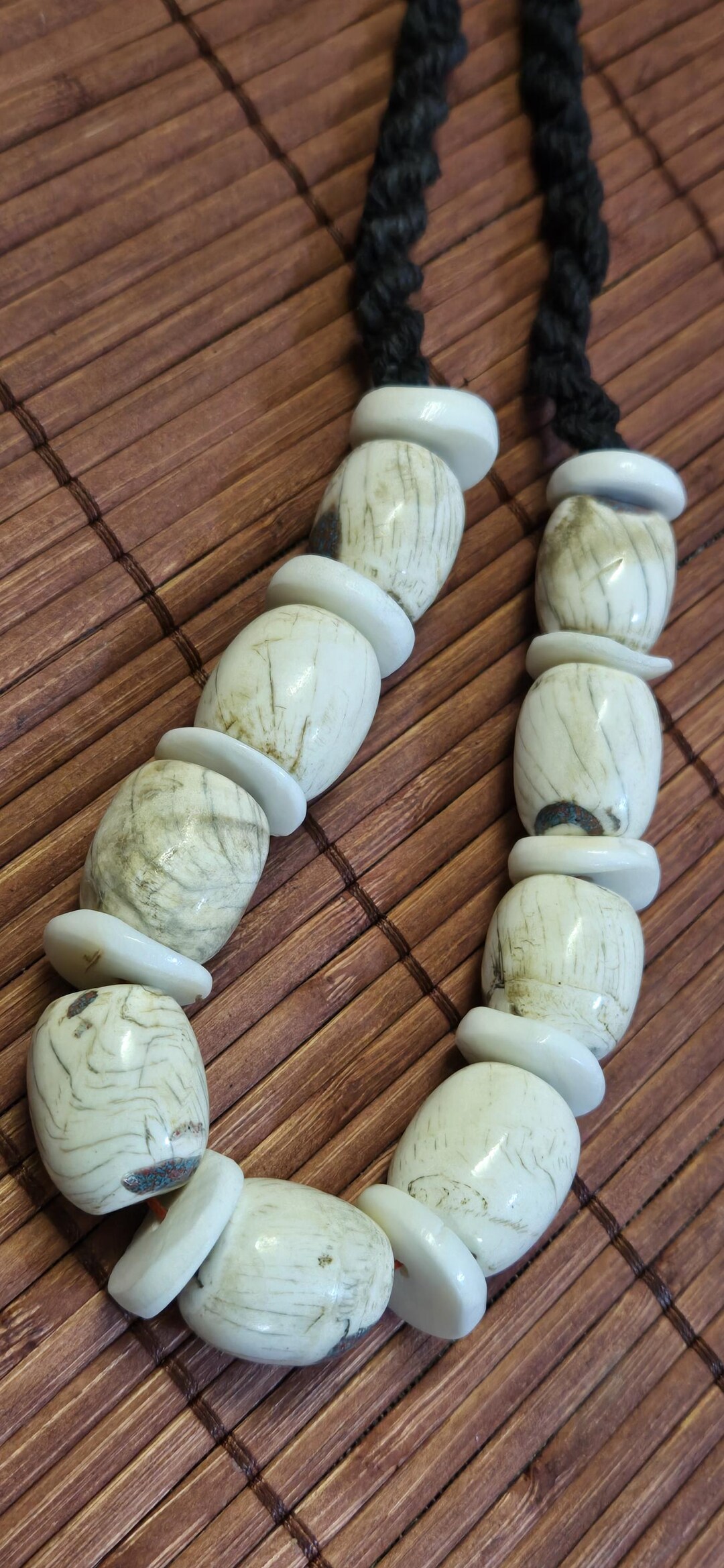 Nepal Ethnic Naga Conch Shell Beads | Barrel & Disc Tribal Inlaid Shell ...