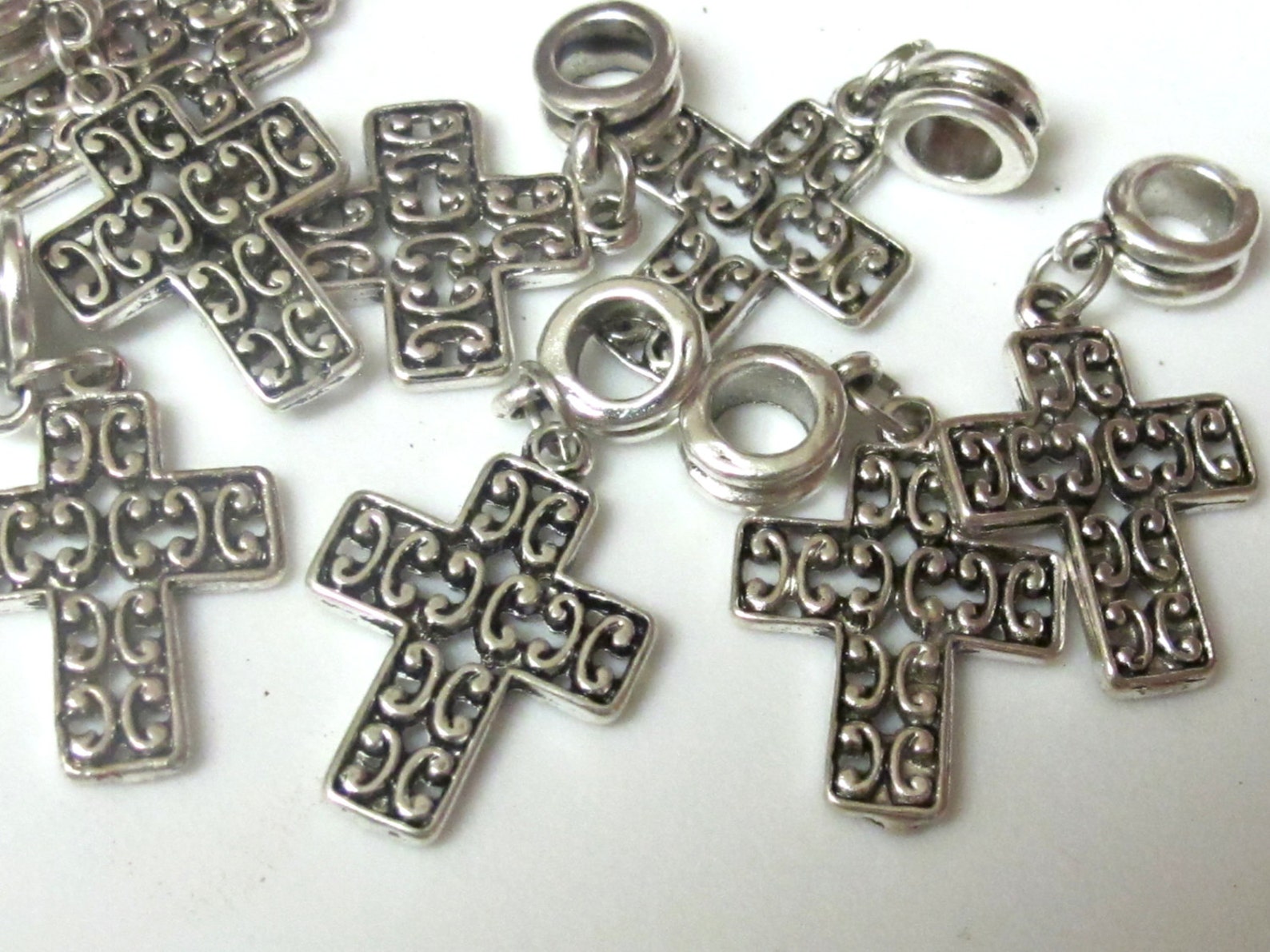 Silver Dangle Cross Charms 2 Charms BD444 - Etsy
