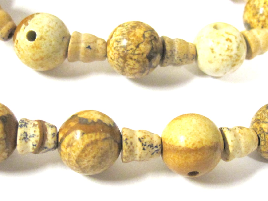 1 Guru Bead Set 3 Hole Picture Jasper Gemstone Guru Column | Etsy