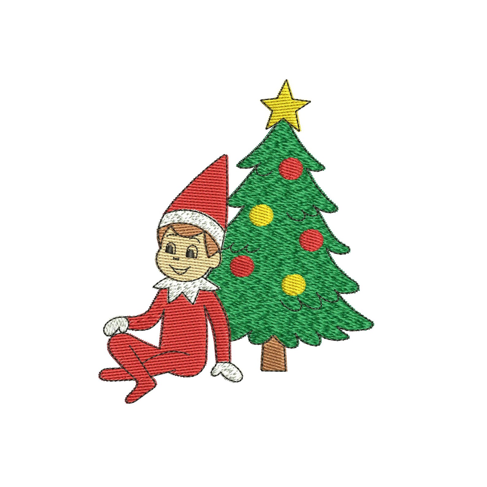 Elf Machine Embroidery Design: Christmas Tree Applique (instant ...
