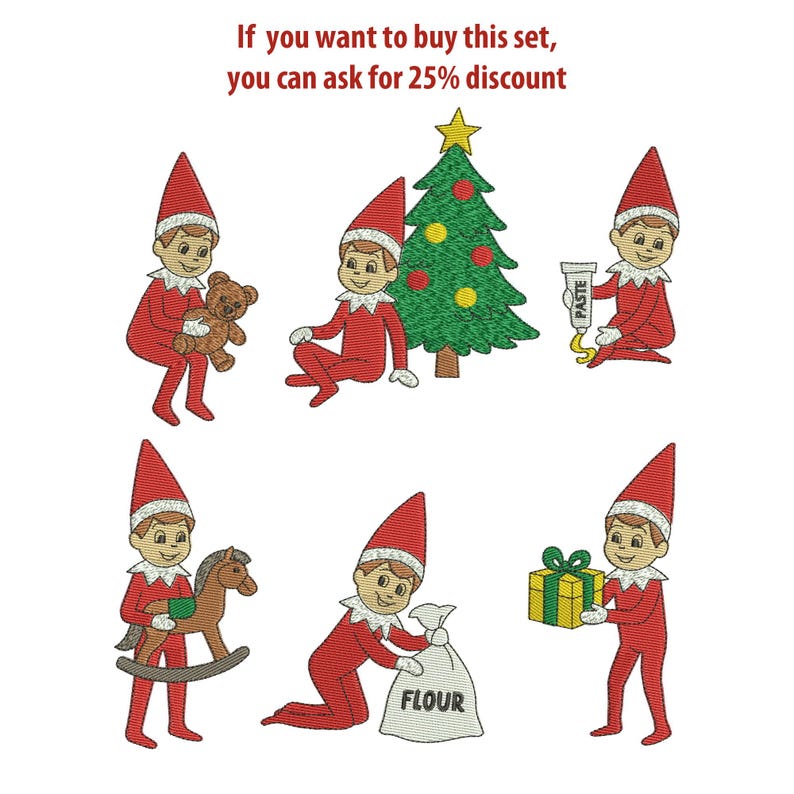Elf Machine Embroidery Design: Christmas Tree Applique (instant ...