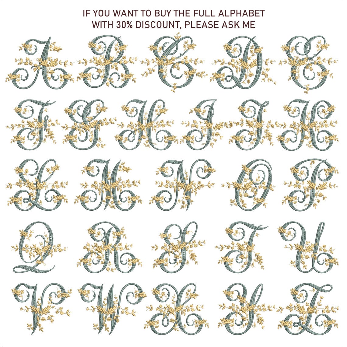 MACHINE EMBROIDERY DESIGN - Victorian Letter H Embroidery, Victorian ...