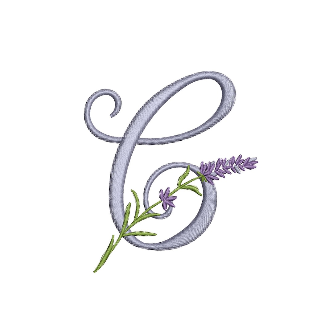 MACHINE EMBROIDERY DESIGN - Lavender Alphabet, Letter C Embroidery ...