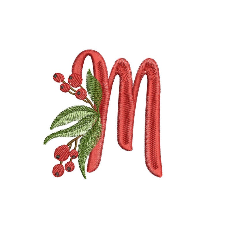 Christmas Letter M Machine Embroidery Design – Holiday Monogram With ...