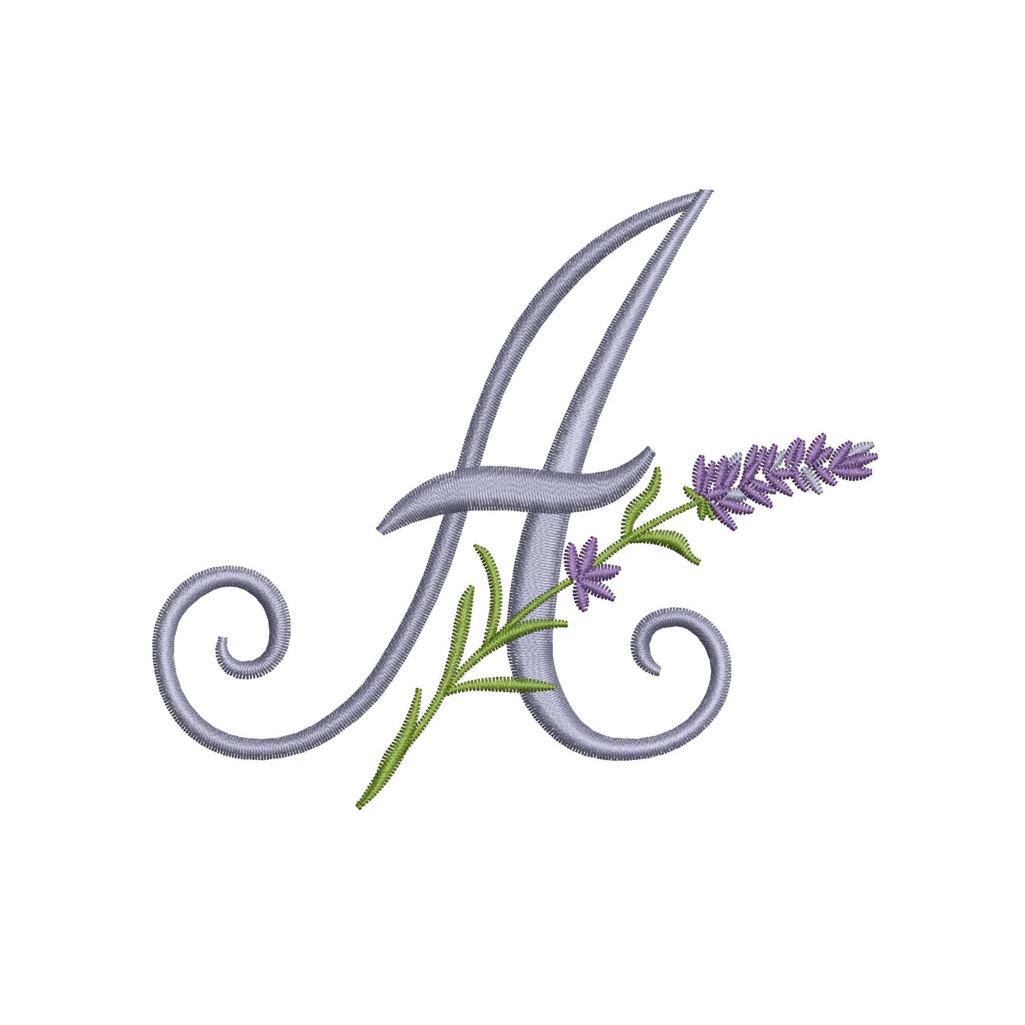 MACHINE EMBROIDERY DESIGN - Lavender Alphabet, Letter A Embroidery ...