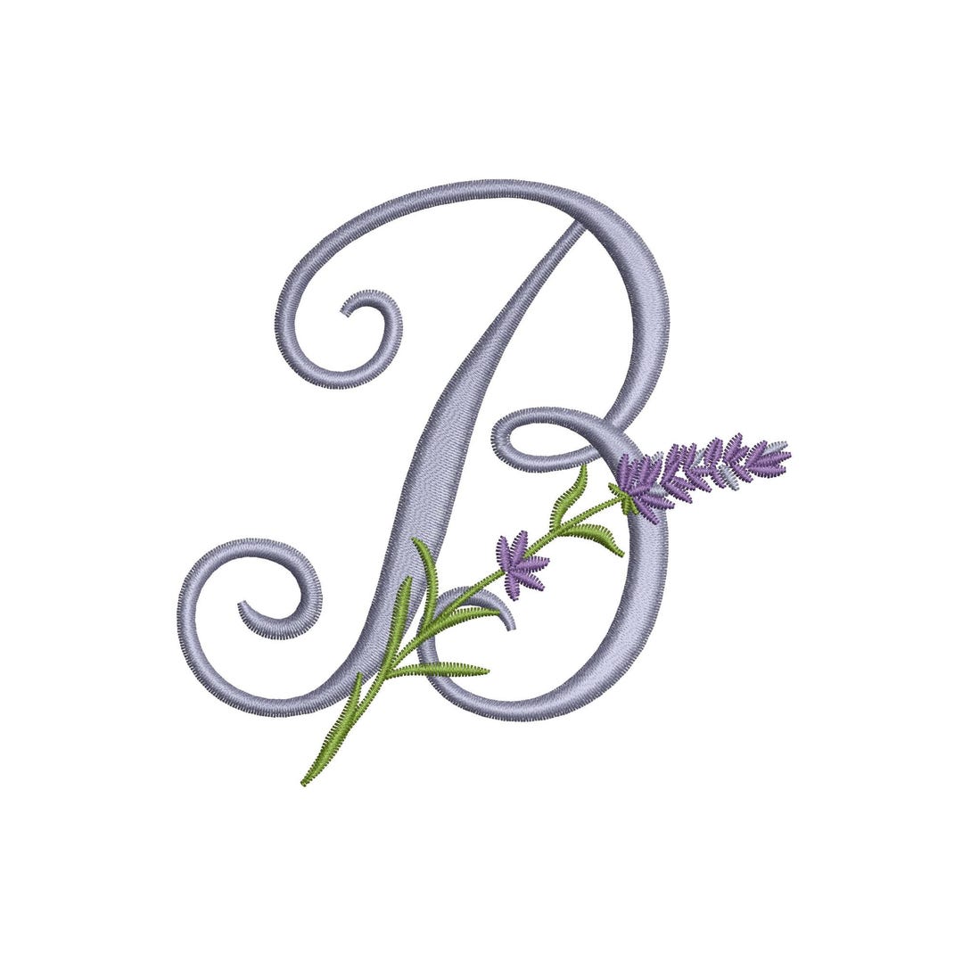 MACHINE EMBROIDERY DESIGN - Lavender Alphabet, Letter B Embroidery ...