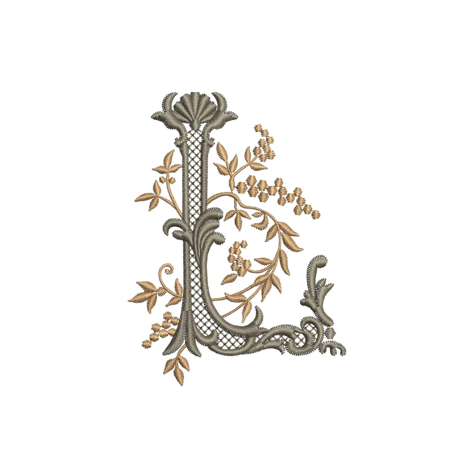 Machine Embroidery Design Capital Letter L From Digitized Antique ...