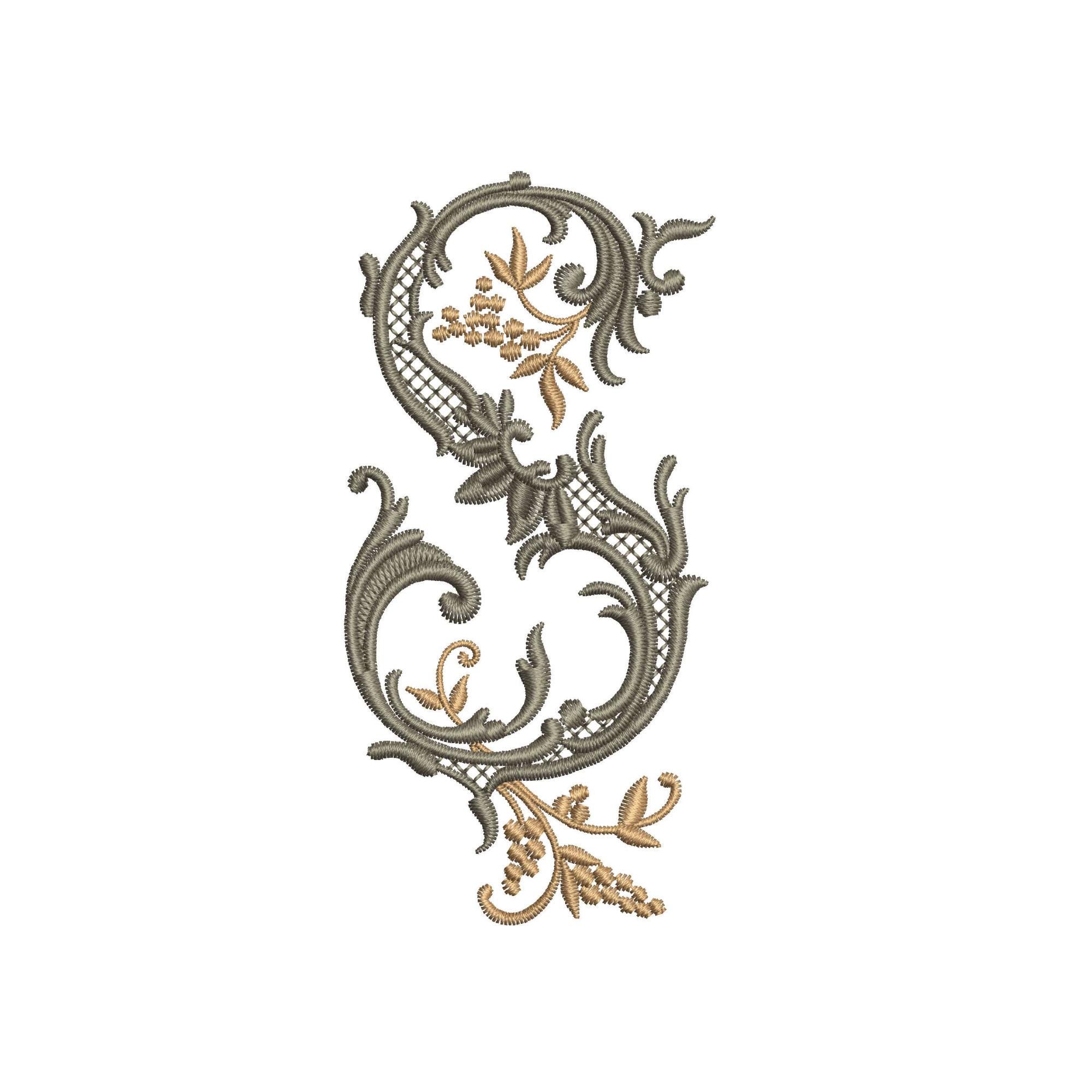 Machine Embroidery Design Capital Letter S From Digitized Antique ...