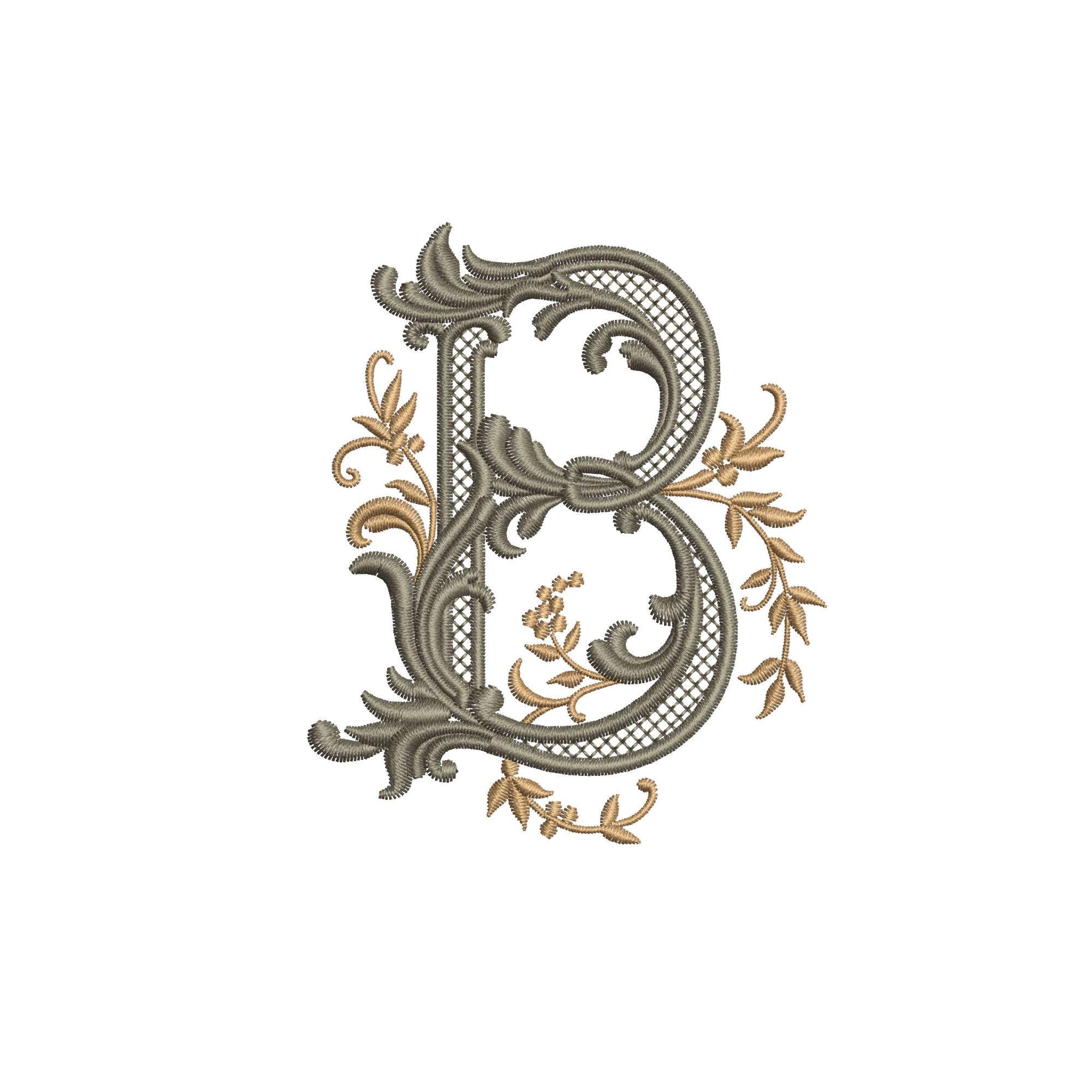 Machine Embroidery Design Capital Letter B From Digitized Antique ...