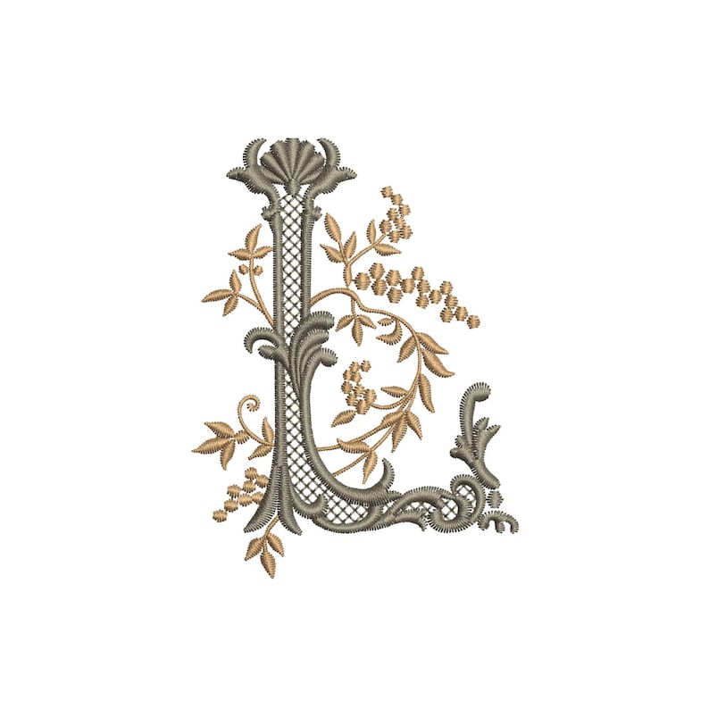 Machine Embroidery Design Capital Letter L From Digitized Antique ...
