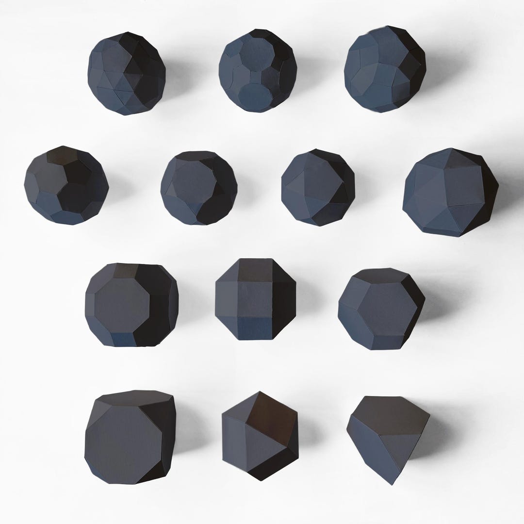 Archimedean Solids 3D Papercraft Kit – 13 Geometric Templates for Math ...