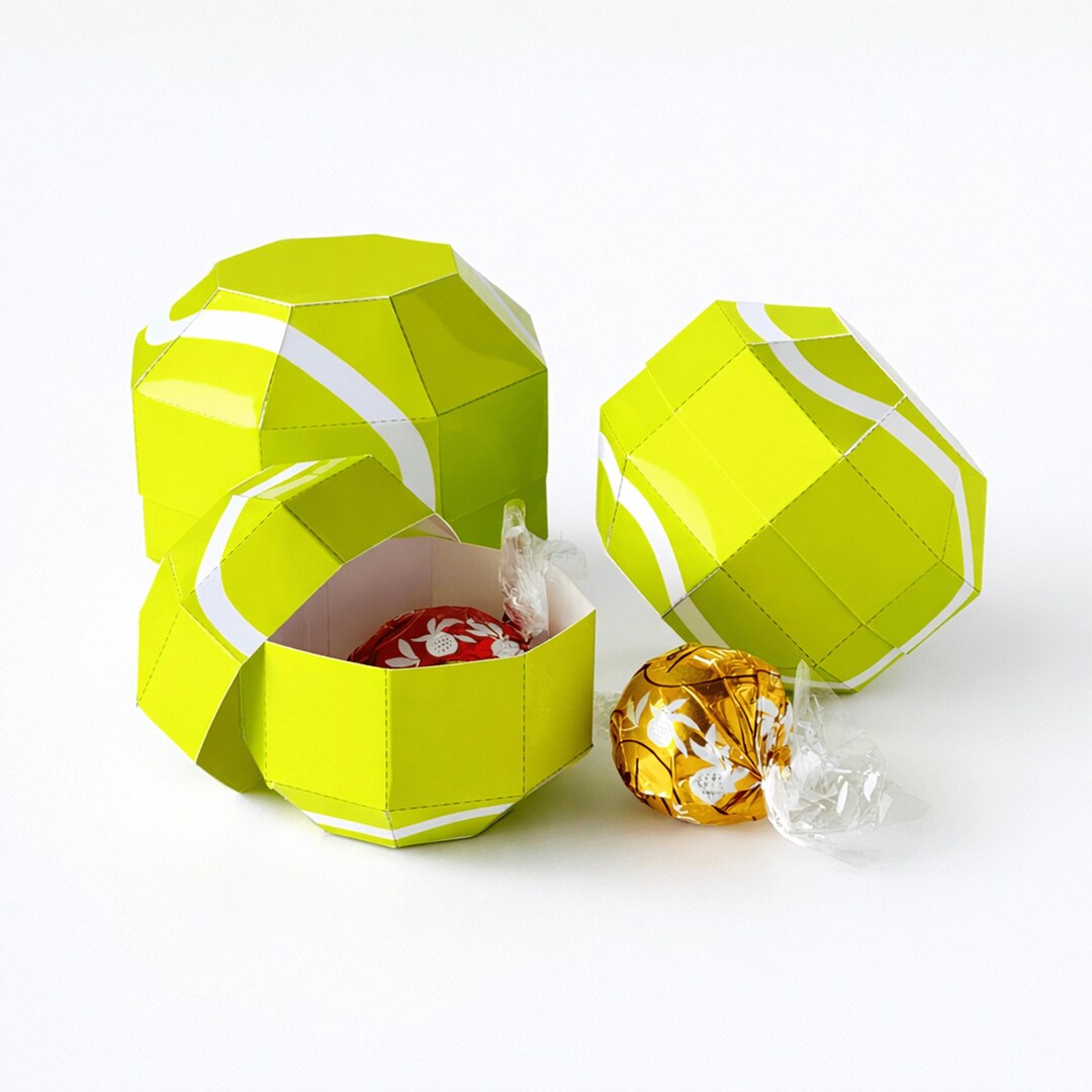 Tennis Ball Nesting Papercraft Boxes Set Three Sizes Printable Party ...