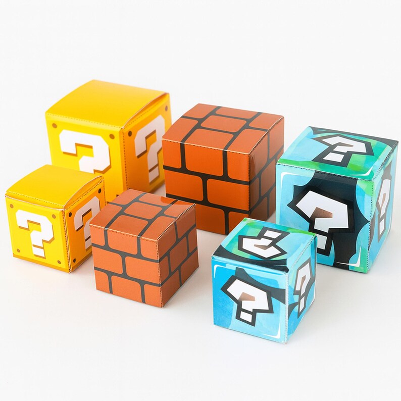 Mario Gamer Party Favor Bundle | Printable Treat Bags, Cube Boxes ...