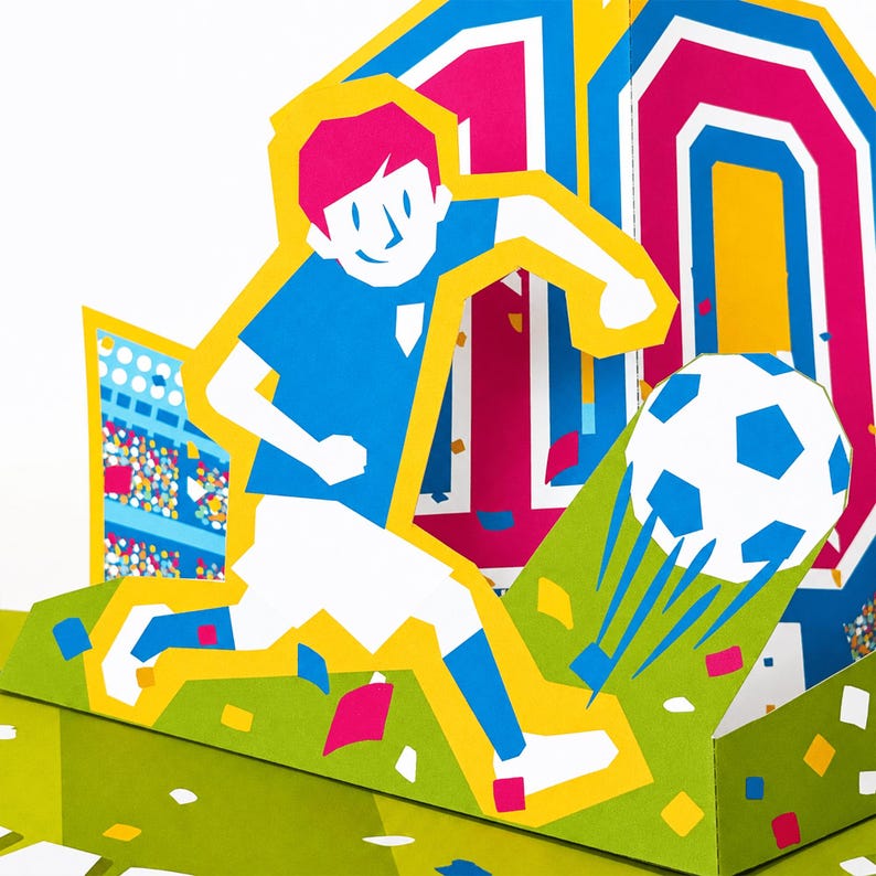 Soccer Pop-up Card Template, Printable 3D Birthday Sports Card (PDF ...