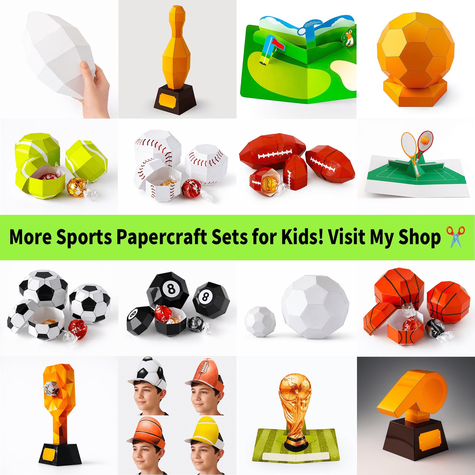 American Football Papercraft Template Three Sizes Printable PDF DIY ...