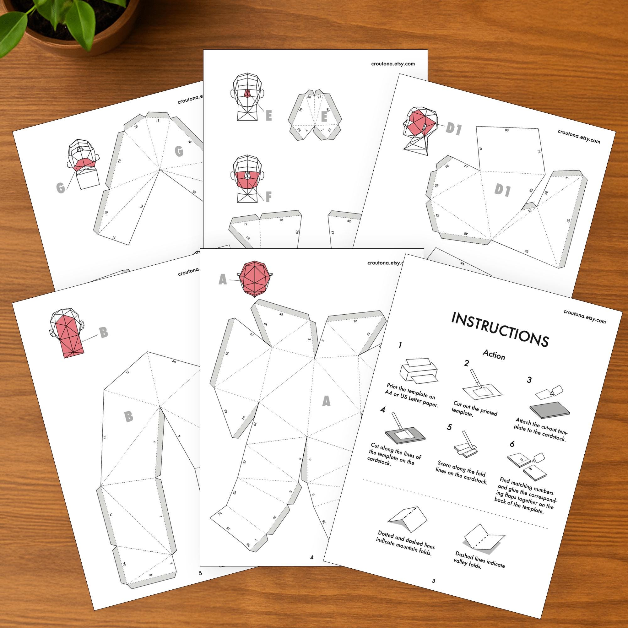 Printable Kids Mannequin Head - Low-poly Display Stand (PDF Template ...