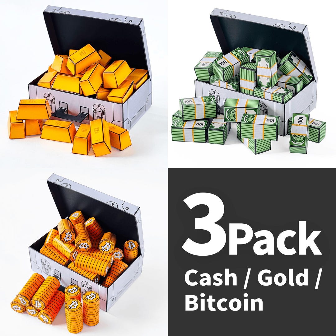 3-in-1 Ultimate Wealth Trunk Set – Printable 100 Bills, Gold Bars ...