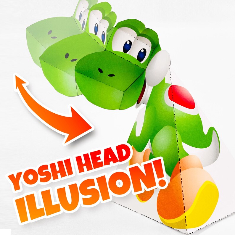 Mario Yoshi Illusion Papercraft | Printable DIY Moving Head for Kids ...