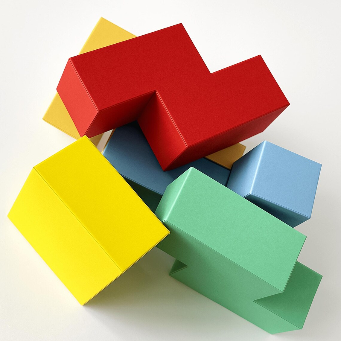 3D Tetris Block Paper Craft Kit – DIY Geometric Desk Decor (PDF Pattern ...