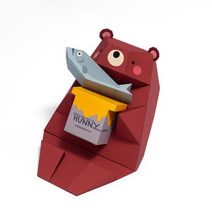 Printable Bear Papercraft Template – Cute 3D Animal Model DIY Craft for ...