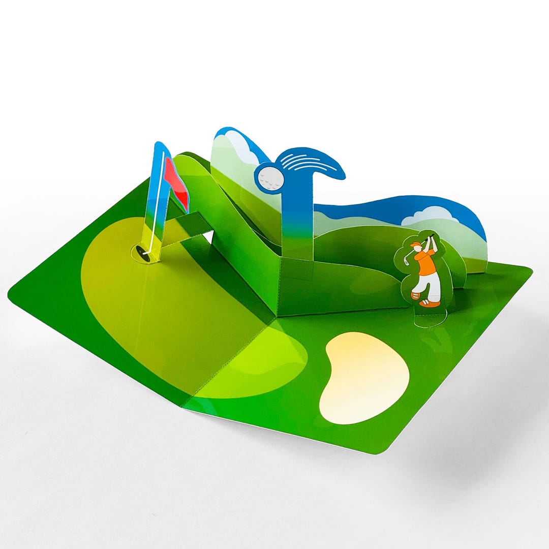Golf Pop-up Card Printable, DIY 3D Message Card (PDF Template) - Etsy