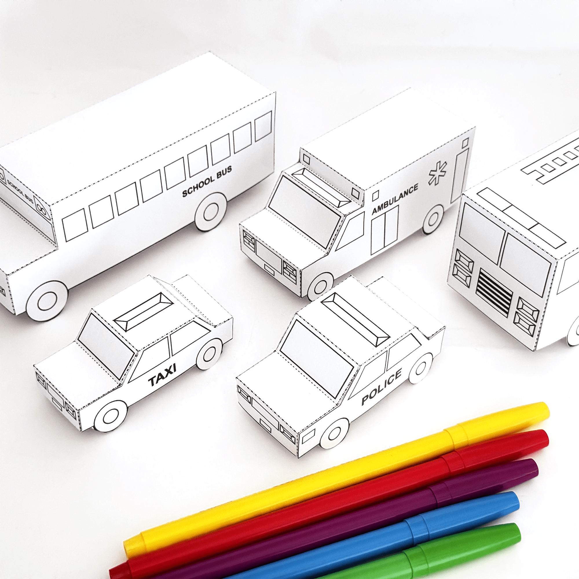 Nesting Cars Paper Craft Kit | Printable DIY 3D Vehicles for Kids ...