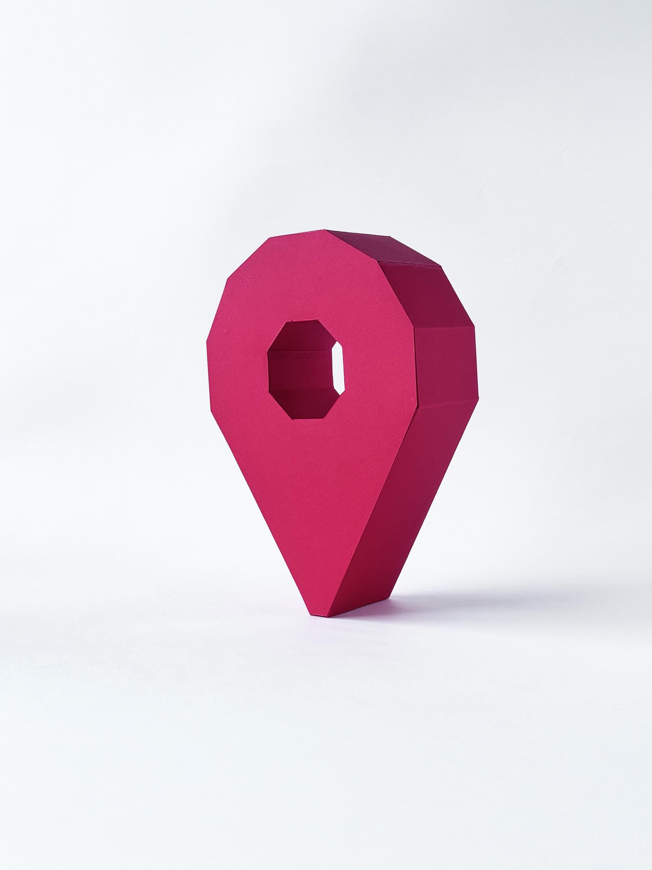 3D Map Pin Paper Craft | Location Marker DIY Model | Geometric Desktop ...