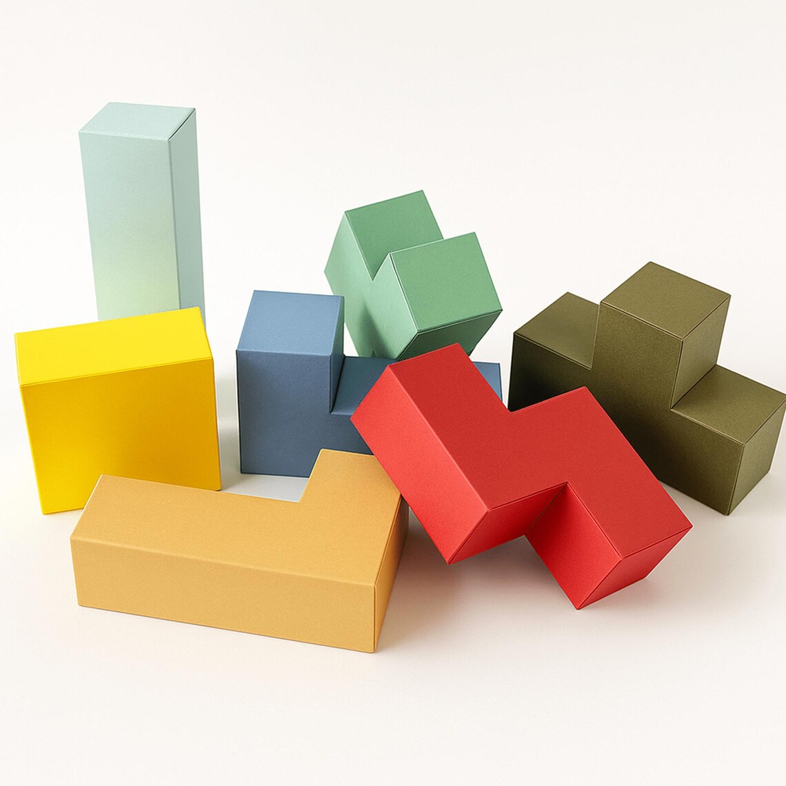 3D Tetris Block Paper Craft Kit – DIY Geometric Desk Decor (PDF Pattern ...