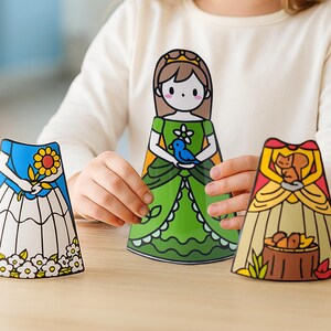 Princess Papercraft – Printable Dress-up Paper Doll Set With Coloring ...
