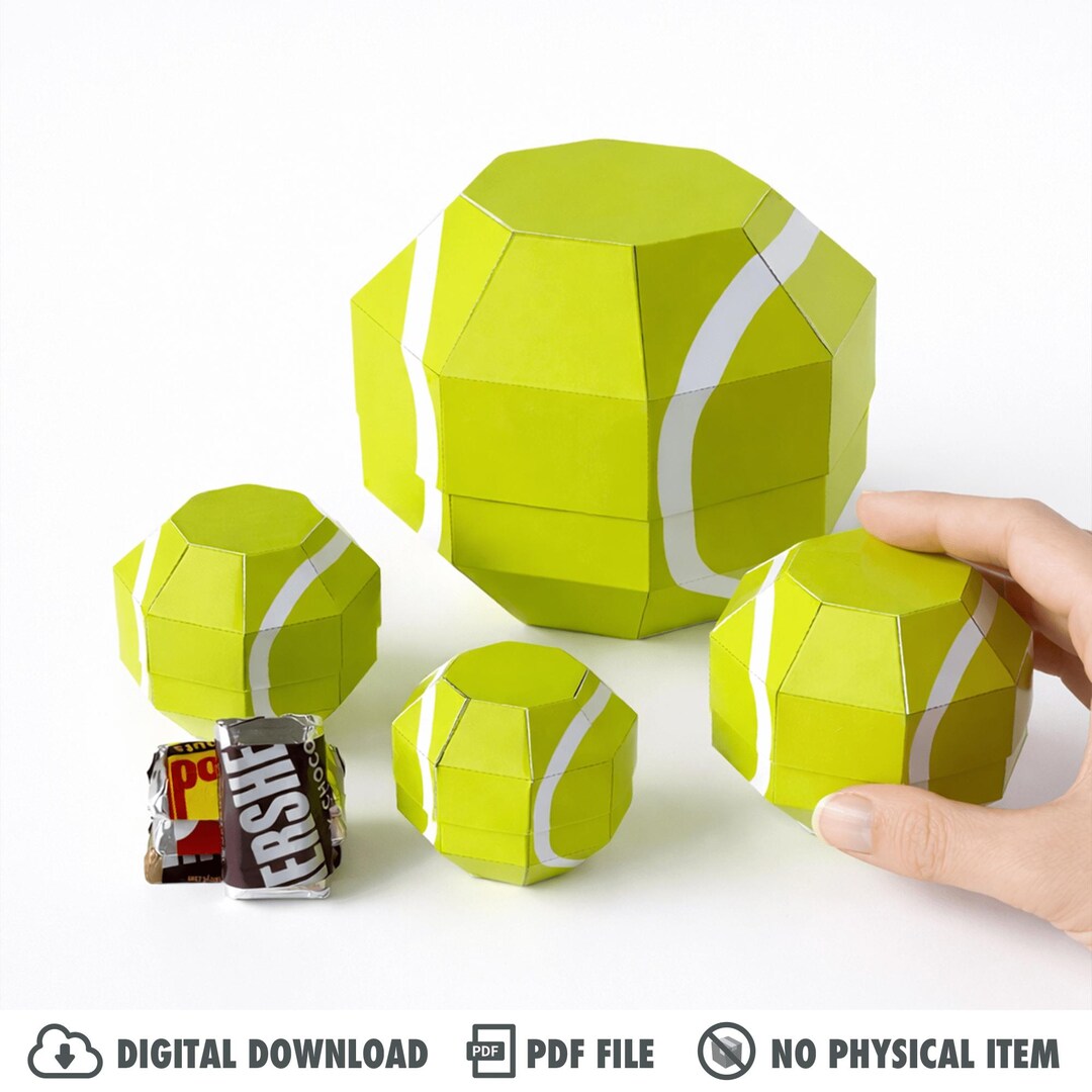Tennis Ball Nesting Papercraft Boxes | Four Sizes, Party Favor Template ...