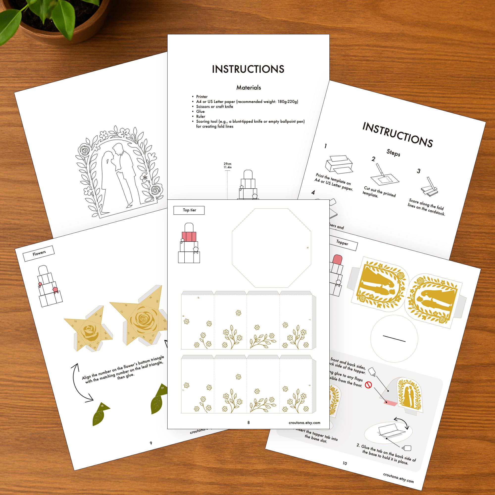 Printable Wedding Cake Papercraft Template – DIY 3-tier Nesting Box ...