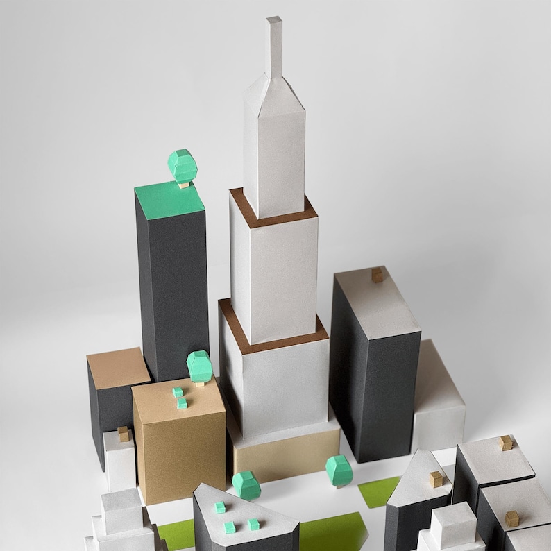 Tiny Metro Set • Printable Papercraft PDF • Skyscrapers, City Blocks ...