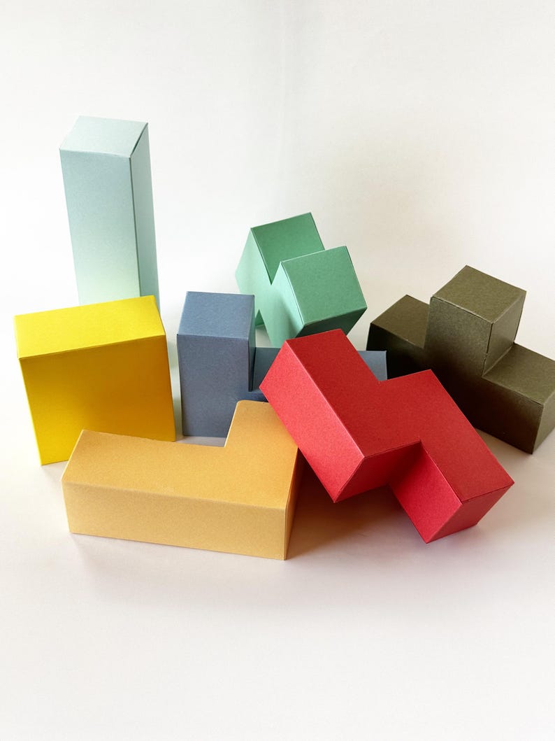 3D Tetris Block Paper Craft Kit - DIY Polygon Desk Decor, Gaming Room ...
