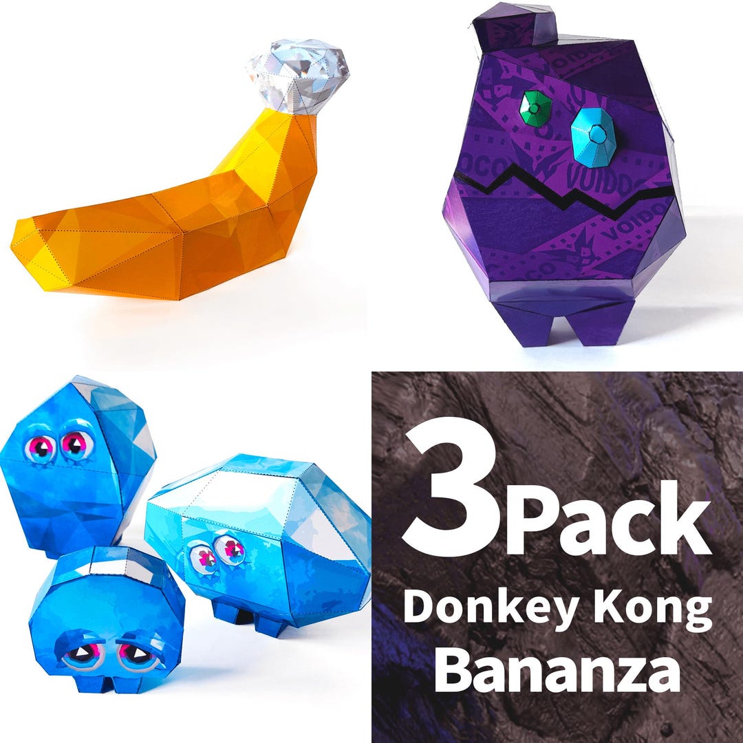 Donkey Kong Bananza Papercraft Bundle | Odd Rock Shoulder Buddy ...