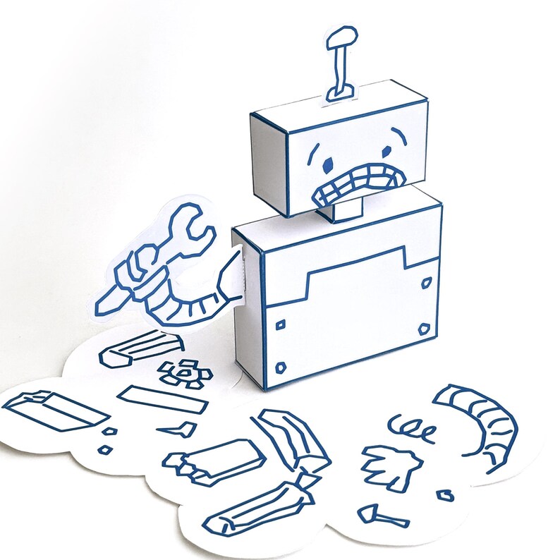 3D Error Robot Papercraft Template – Funny Server Error DIY Model Kit ...