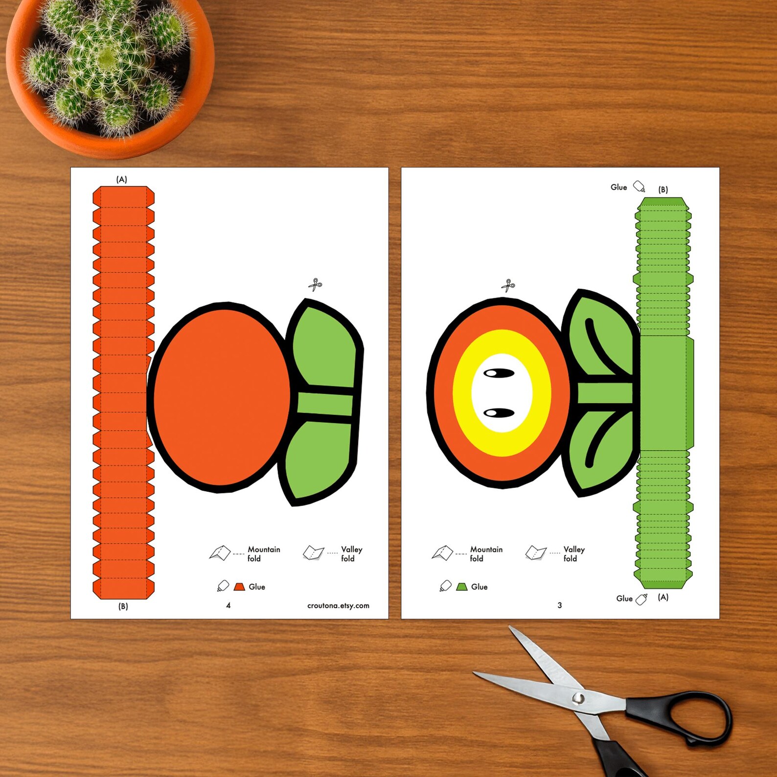 Fire Flower Papercraft – Printable 3D Mario Power-up Template – DIY ...