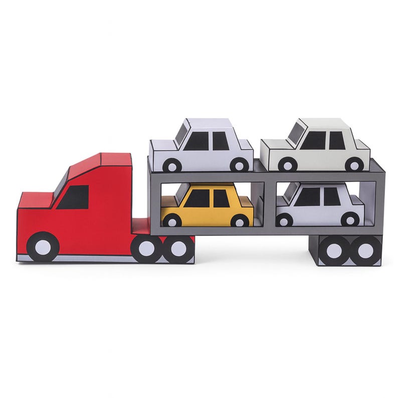 Car Carrier Truck Paper Craft | Printable PDF Set With Four Cars ...