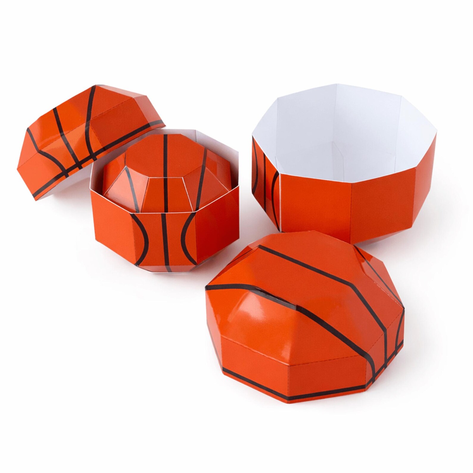 Basketball Treat Boxes Papercraft Template | Four Sizes, Party Favors ...