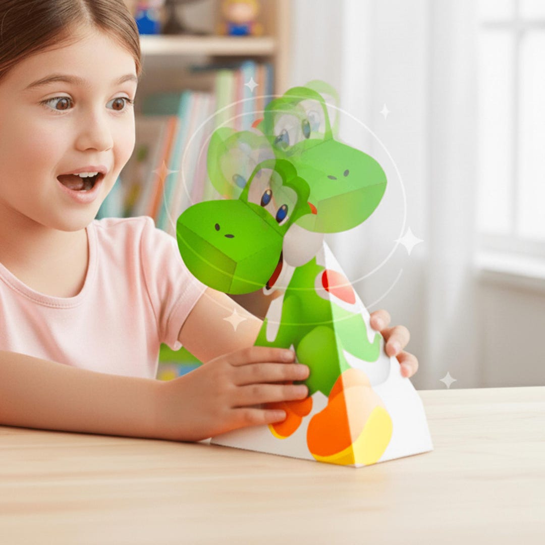 Mario Yoshi Illusion Papercraft | Printable DIY Moving Head for Kids ...