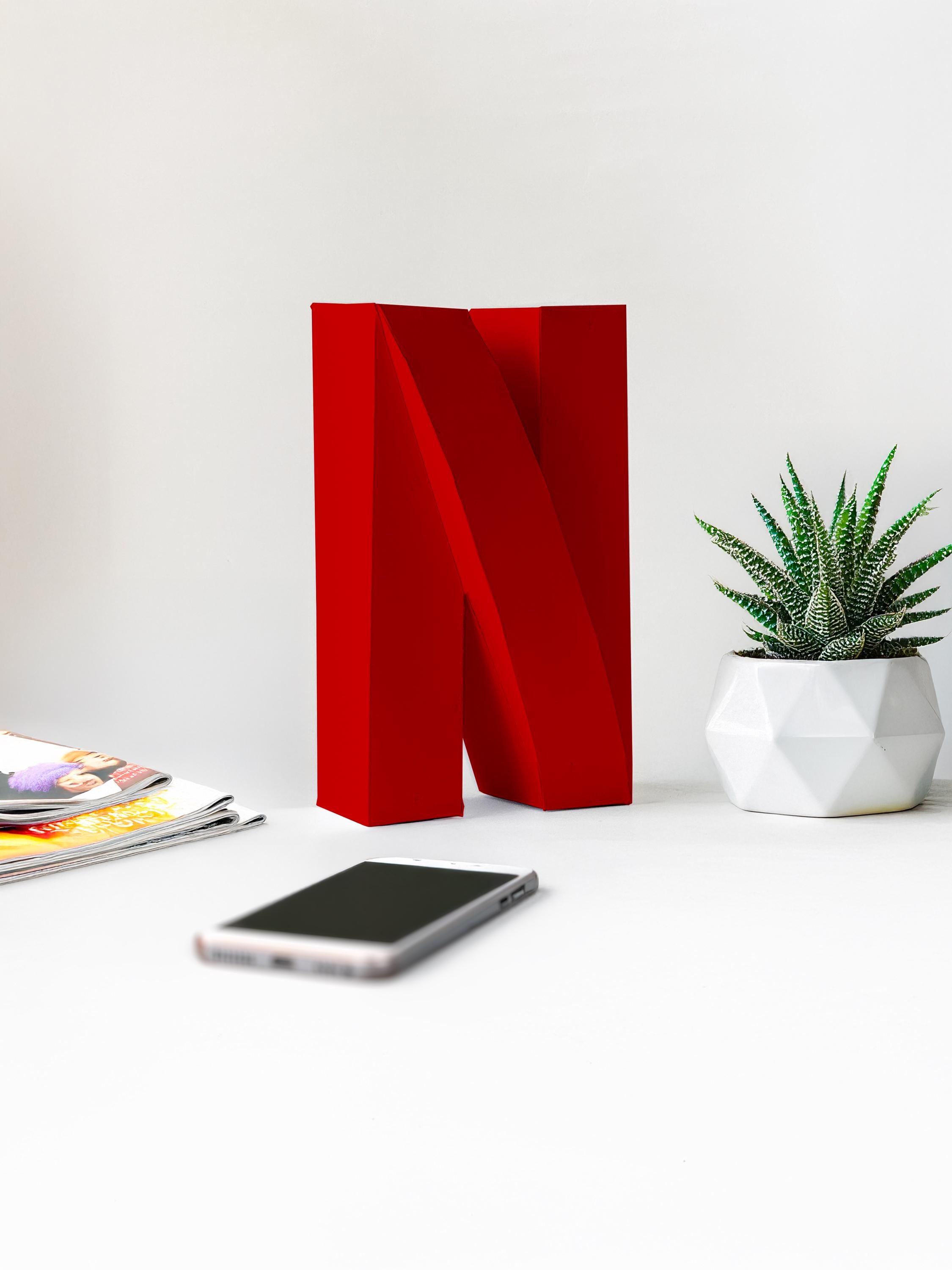 DIY Netflix Logo 3D Papercraft Template | Printable Polygon Paper Model ...