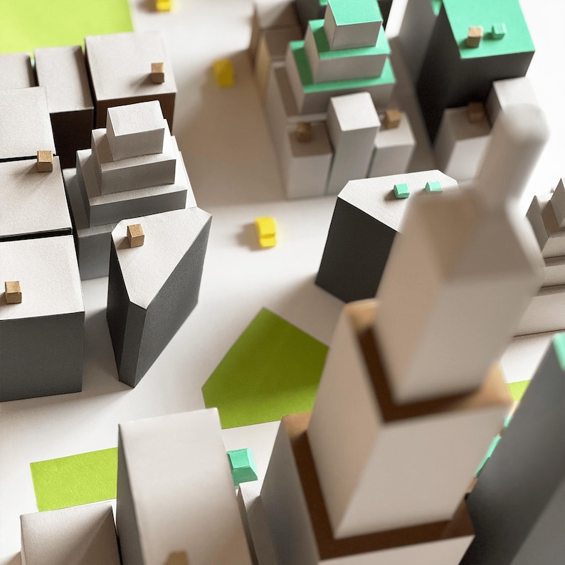 Tiny Metro Set • Printable Papercraft PDF • Skyscrapers, City Blocks ...