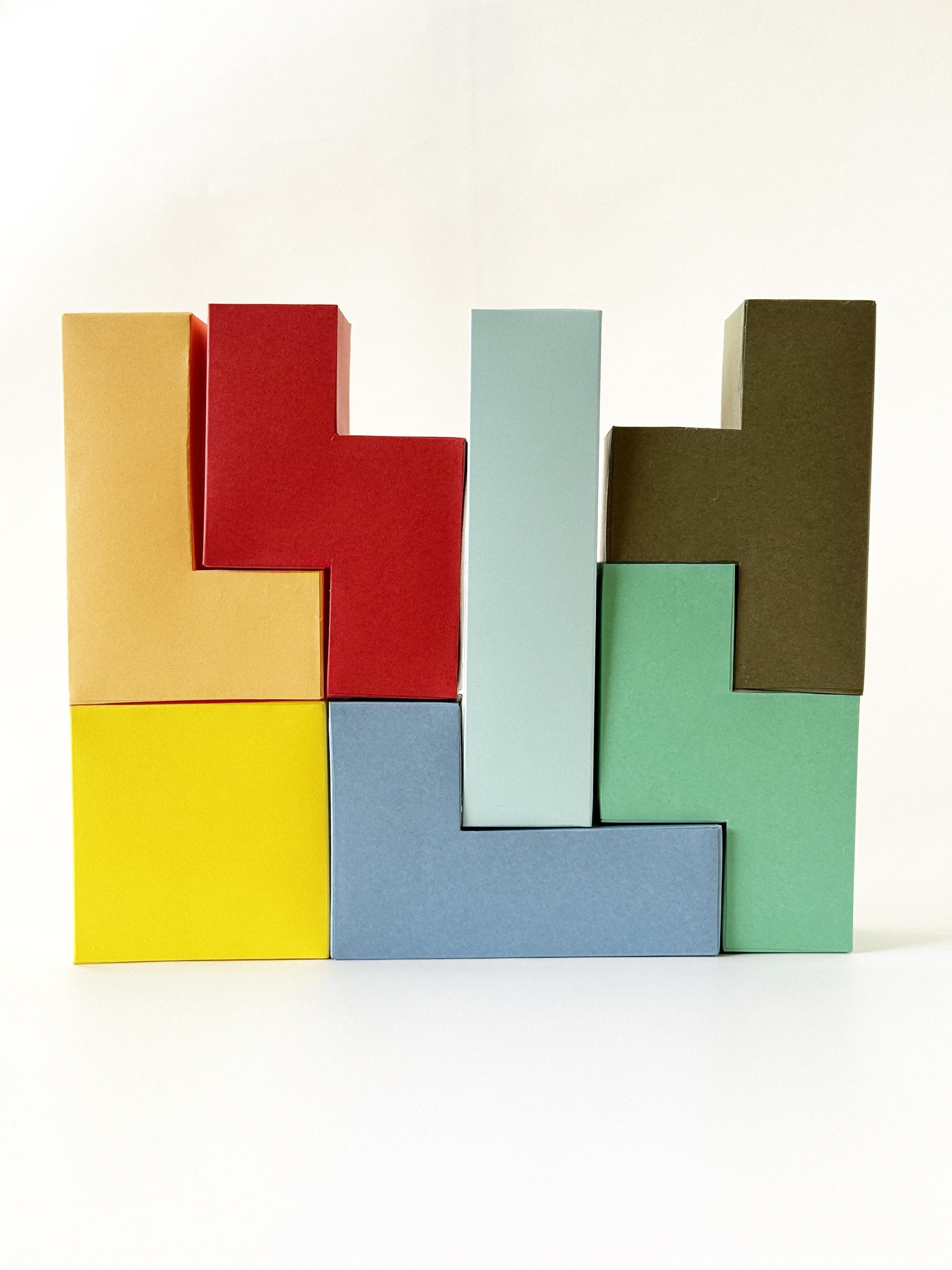 3D Tetris Block Paper Craft Kit - DIY Polygon Desk Decor, Gaming Room ...