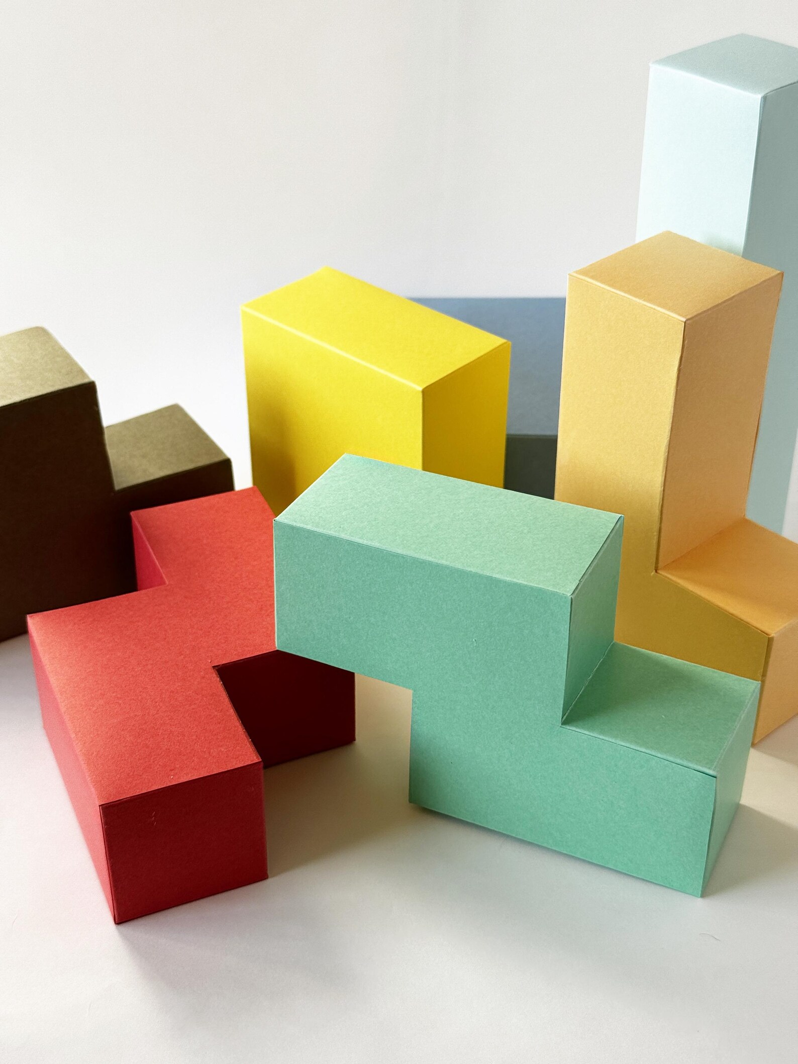 3D Tetris Block Paper Craft Kit - DIY Polygon Desk Decor, Gaming Room ...
