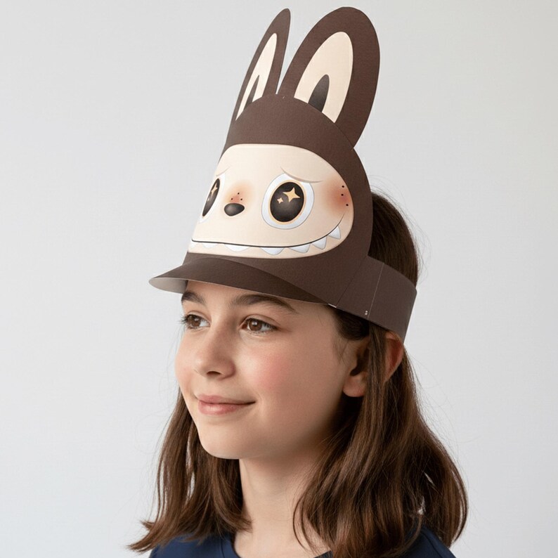Labubu Paper Visor Hat Printable DIY Headband for Kids Parties Cosplay ...