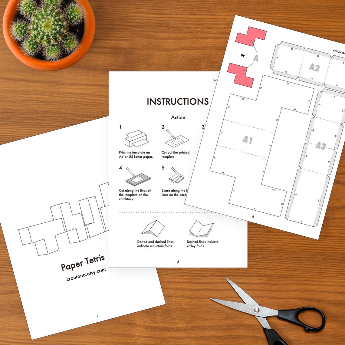 3D Tetris Block Paper Craft Kit – DIY Geometric Desk Decor (PDF Pattern ...