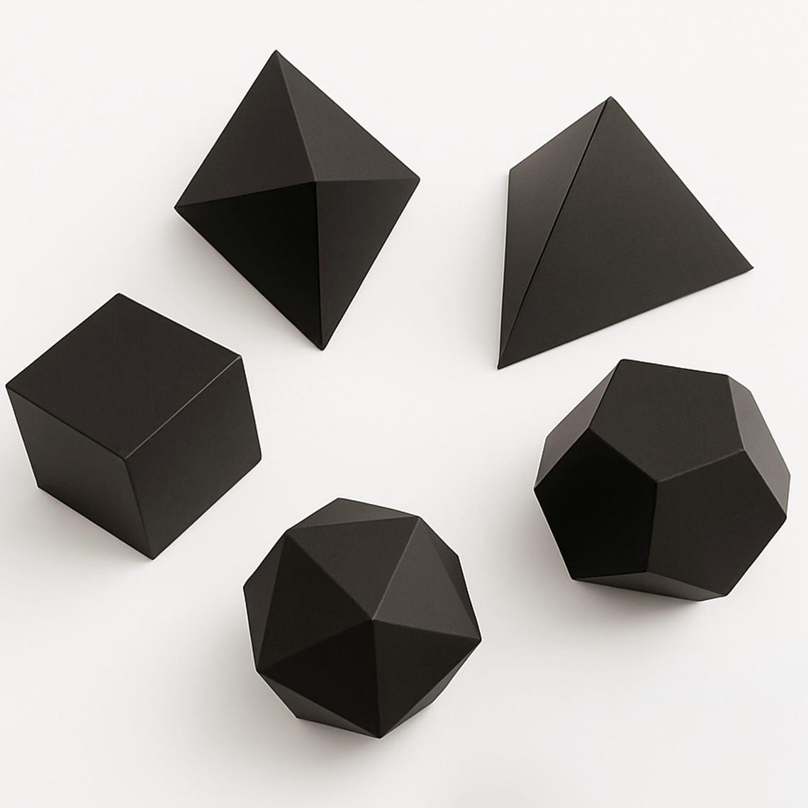 Platonic Solids 3D Papercraft Kit – Regular Polyhedron Origami Decor (5 ...